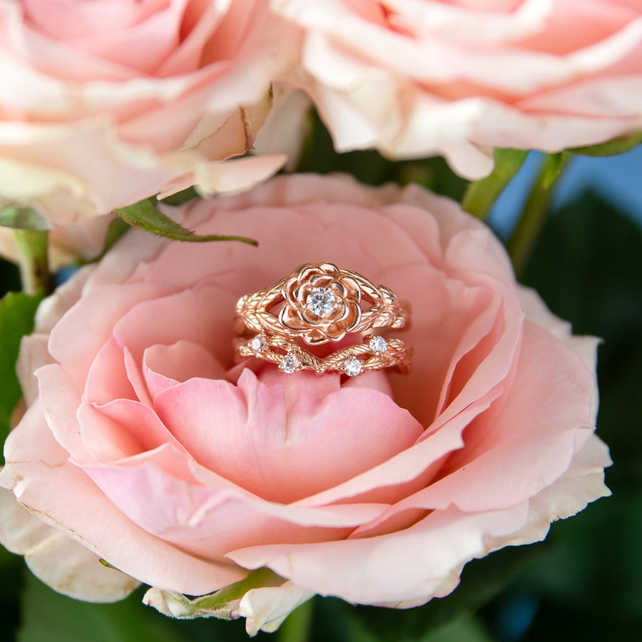 Disney X RockLove DISNEY BEAUTY AND THE BEAST Belle Rose Stacker Rings - RockLove Jewelry