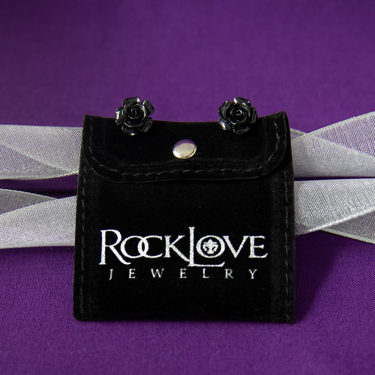 RockLove Jewelry XV Black Rose Earrings - RockLove Jewelry